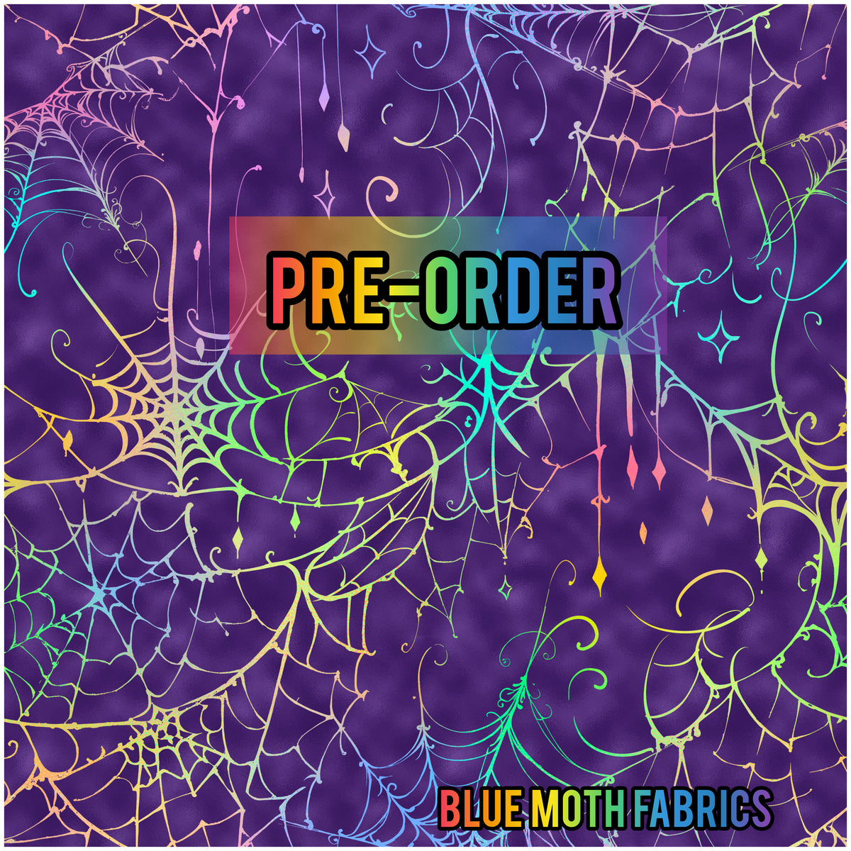 PRE-ORDER. Rainbow purple spiderweb fabric. By METER – BlueMothFabrics