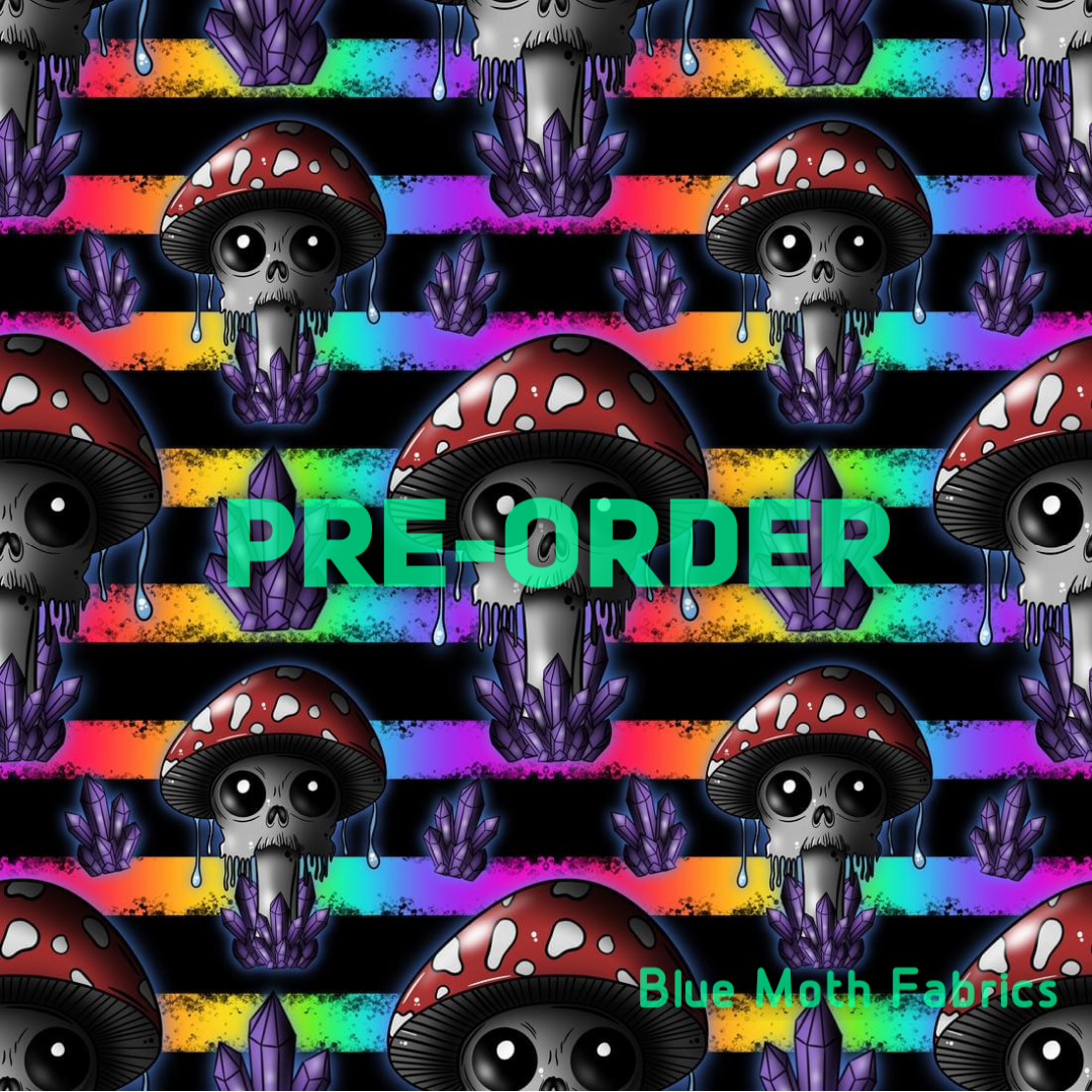 PRE-ORDER. Spooky Mushroom fabric. By METER – BlueMothFabrics