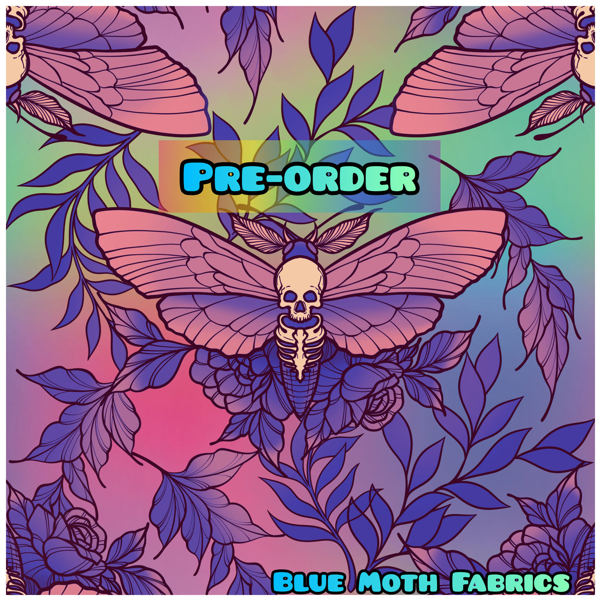 PRE-ORDER. Death Moth Rainbow fabric. By METER | BlueMothFabrics