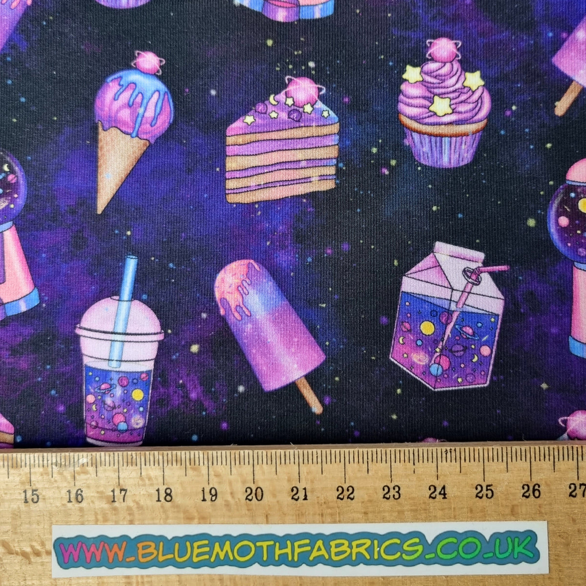 84cm BOLT END. Space sweets heavyweight jersey fabrics – BlueMothFabrics