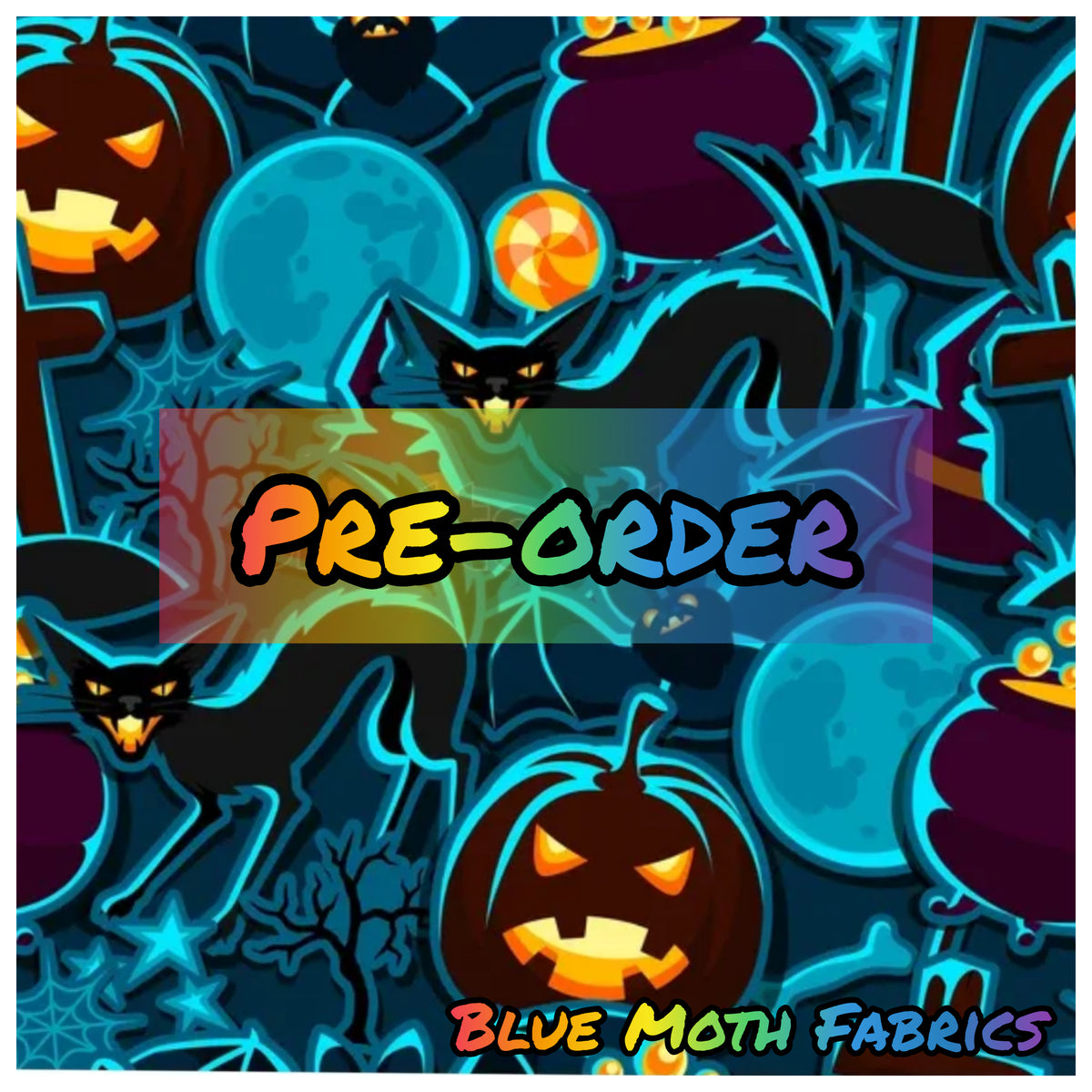 PRE-ORDER. Spooky Halloween fabric. By METER – BlueMothFabrics