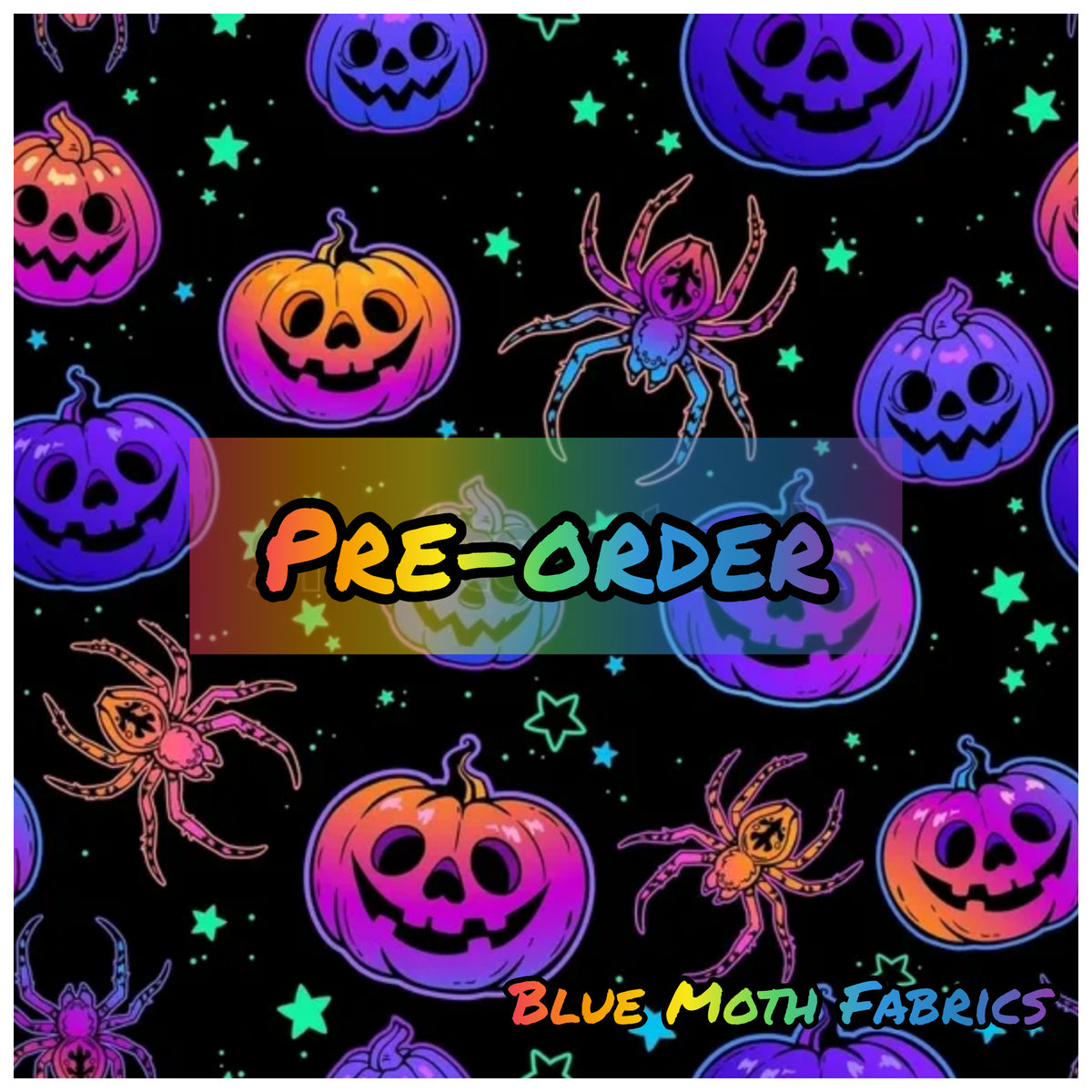 PRE-ORDER. Halloween Tarantula fabric. By METER – BlueMothFabrics